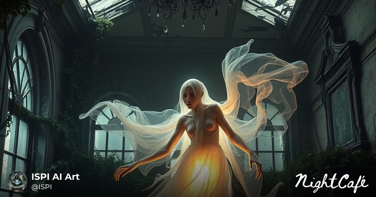 Ethereal Spectral Spirit Haunts Abandoned Victoria... - AI Art