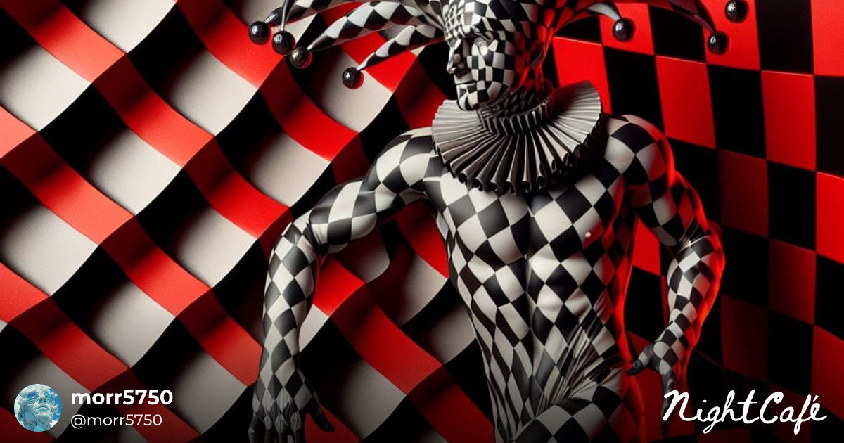 Elastic jester - Surreal Jester in Baroque Style with Checke...