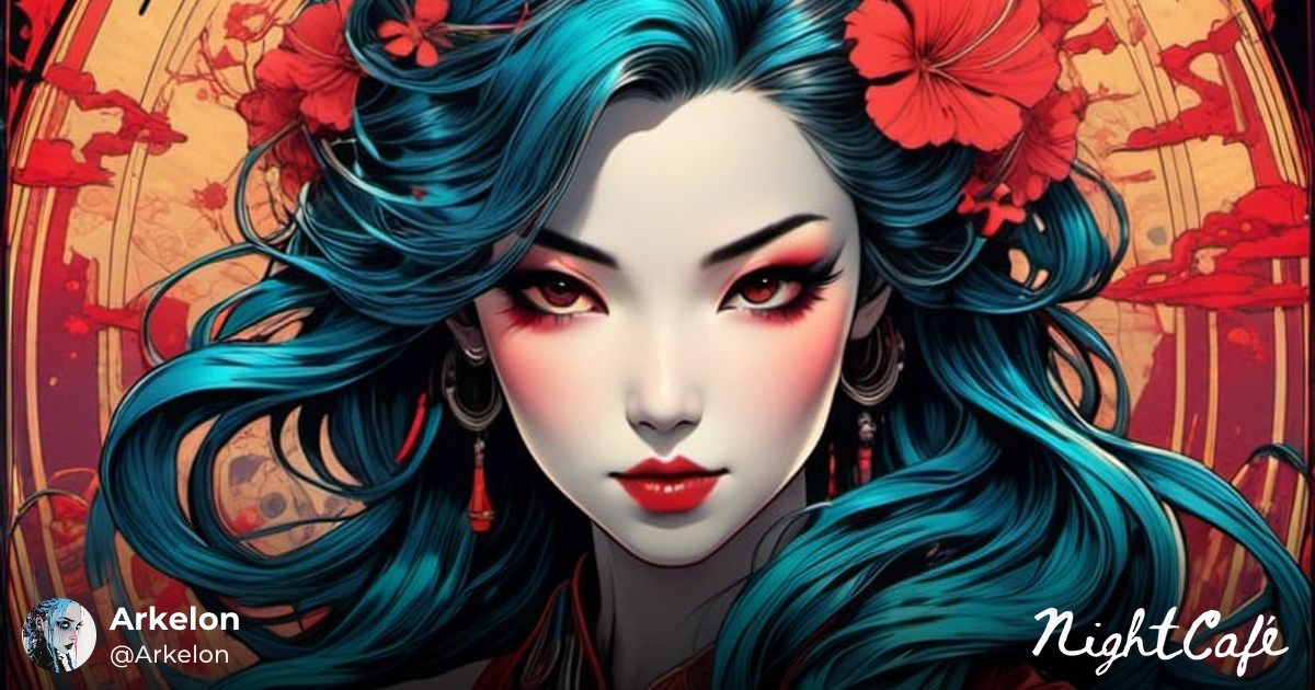 Cybergeisha - Cyber Geisha in Cell-Shaded Inkpunk Style