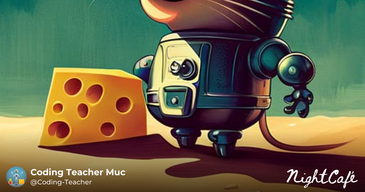 Robo Mouse - Robotic Mouse Enjoys Cheese in Retro-Futuristic...