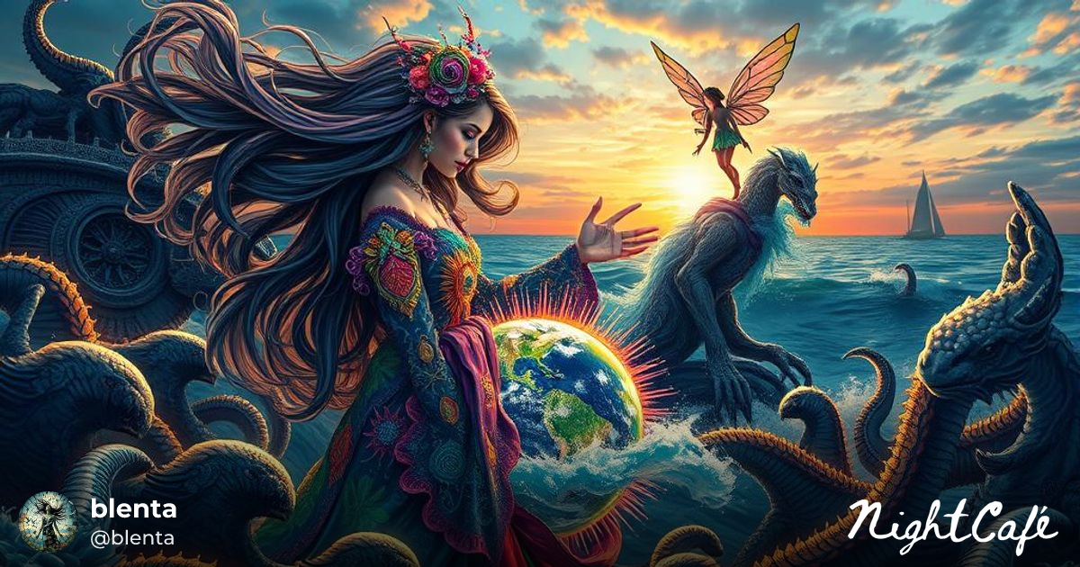 Psychedelic Gaia: Squarepants Woman in Bio Art Sty... - AI Art