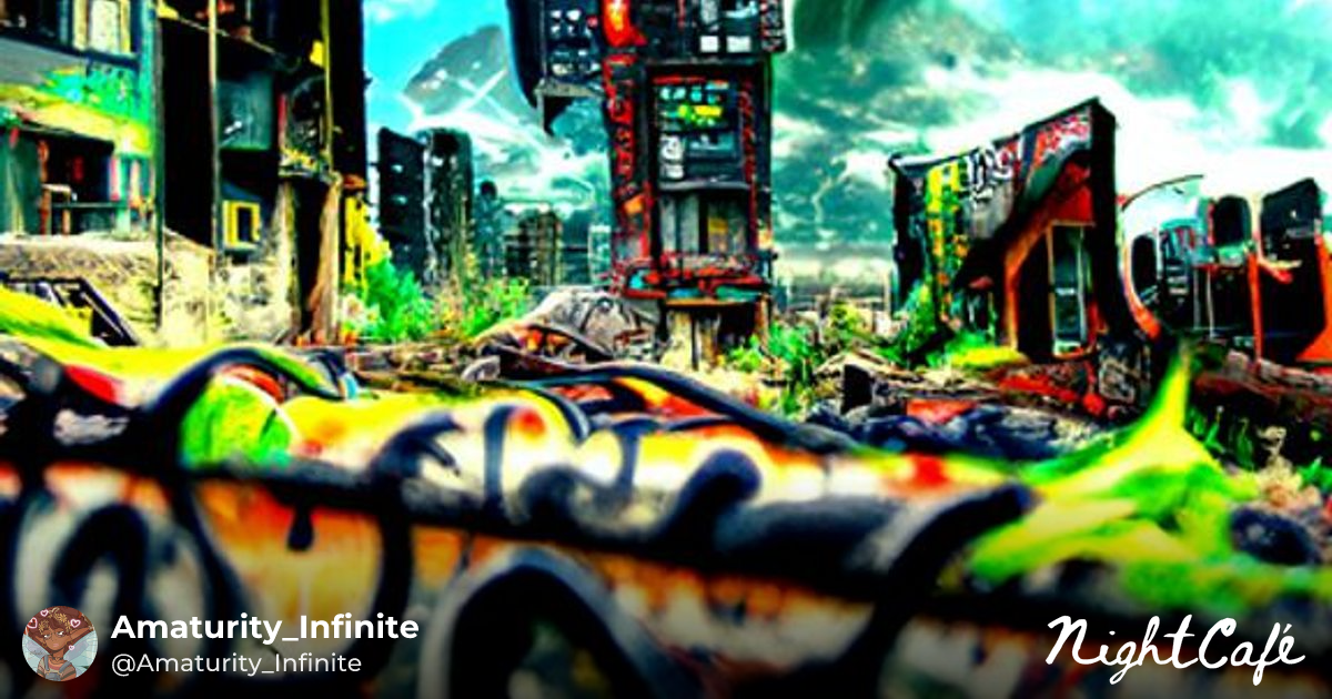 Post-Apocalyptic Urban Landscape with Graffiti in ... - AI Art