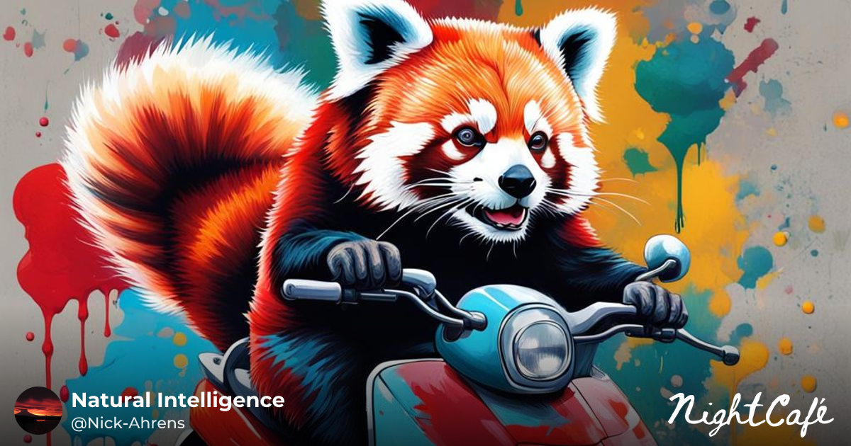 color splash panda - Red Panda on Moped in Graffiti Splash A...