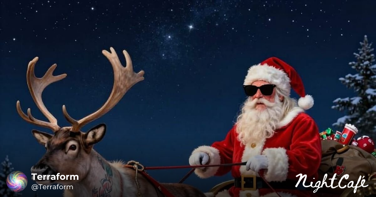 Tattooed Santa Resembles Billy Gibbons in Snowy Sl... - AI Art