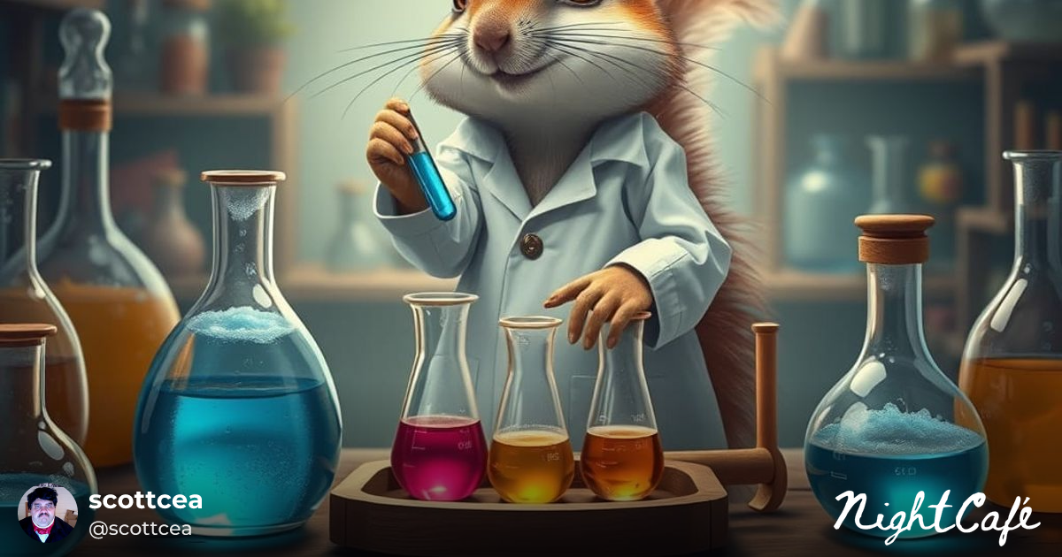 Squirrel Chemist in Lab Coat: Magical Realism - AI Art