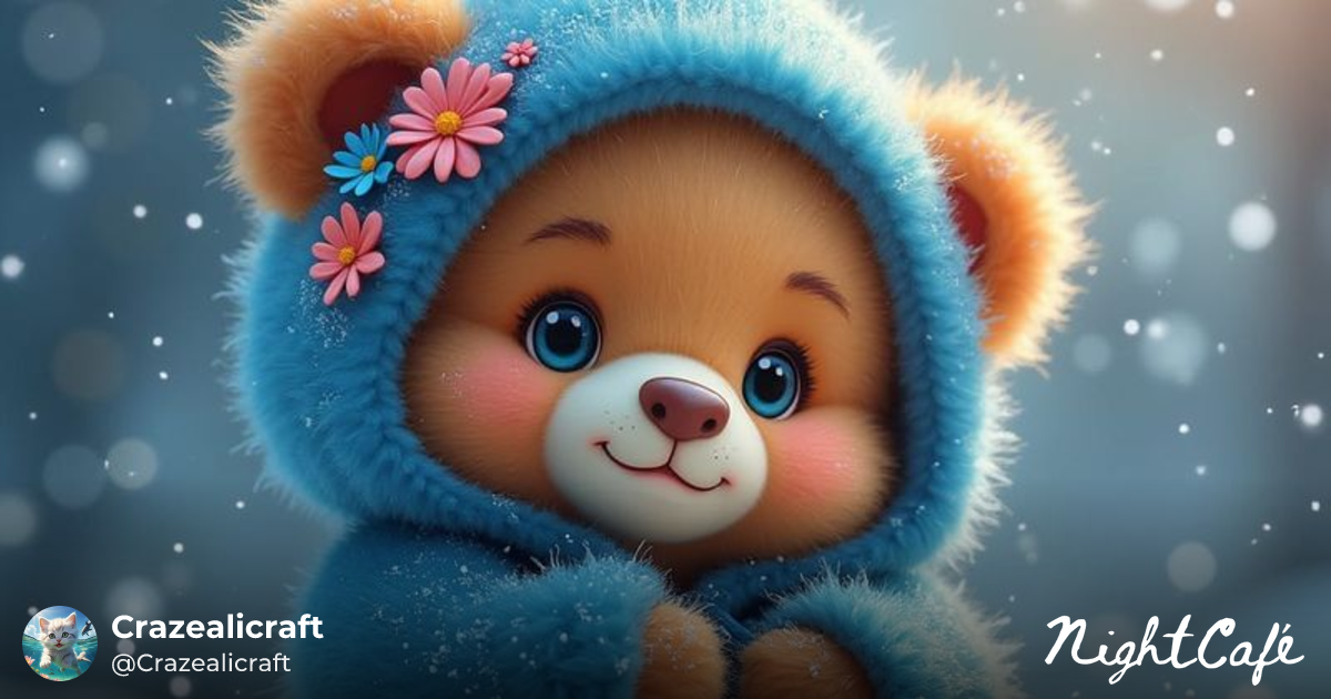 Adorable Hyper Realistic Teddy Bear in Winter Wond... - AI Art