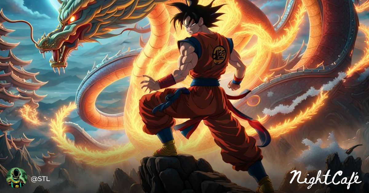 Goku_ss4 is summing shenlong, detailed matte painting, deep color ...