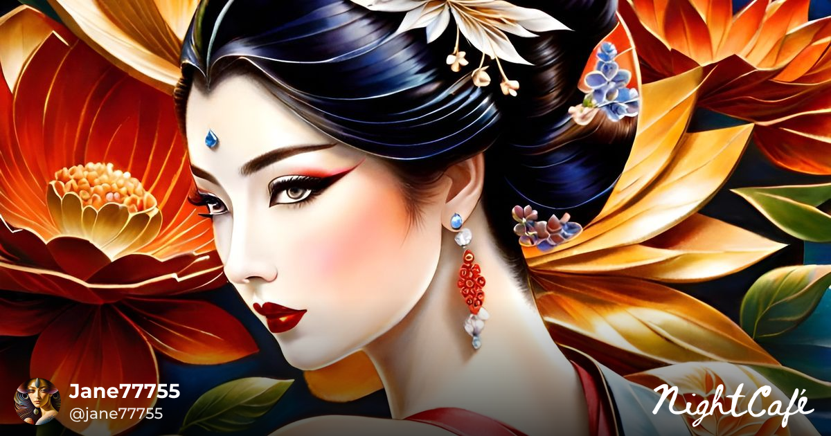 Charming Geisha in Beautiful Kimono