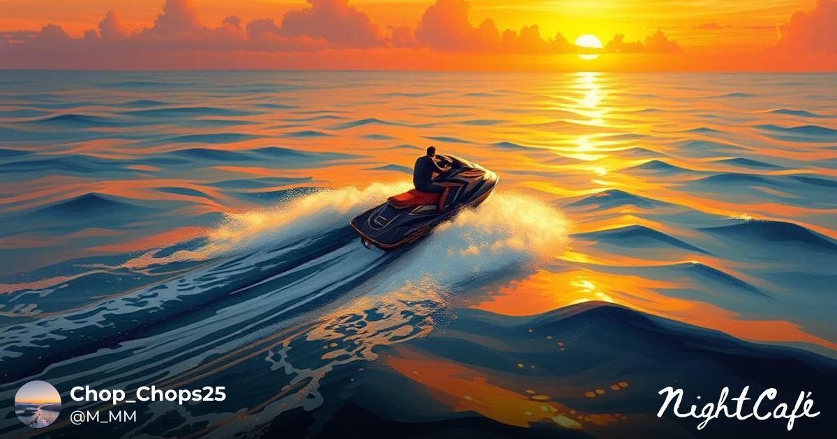super jet ski - Jet Ski at Sunset in Impressionistic Style