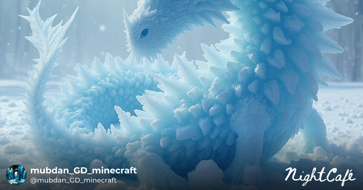 ice cube dragon - Icy Dragon in Frozen Tundra, Digital Paint...