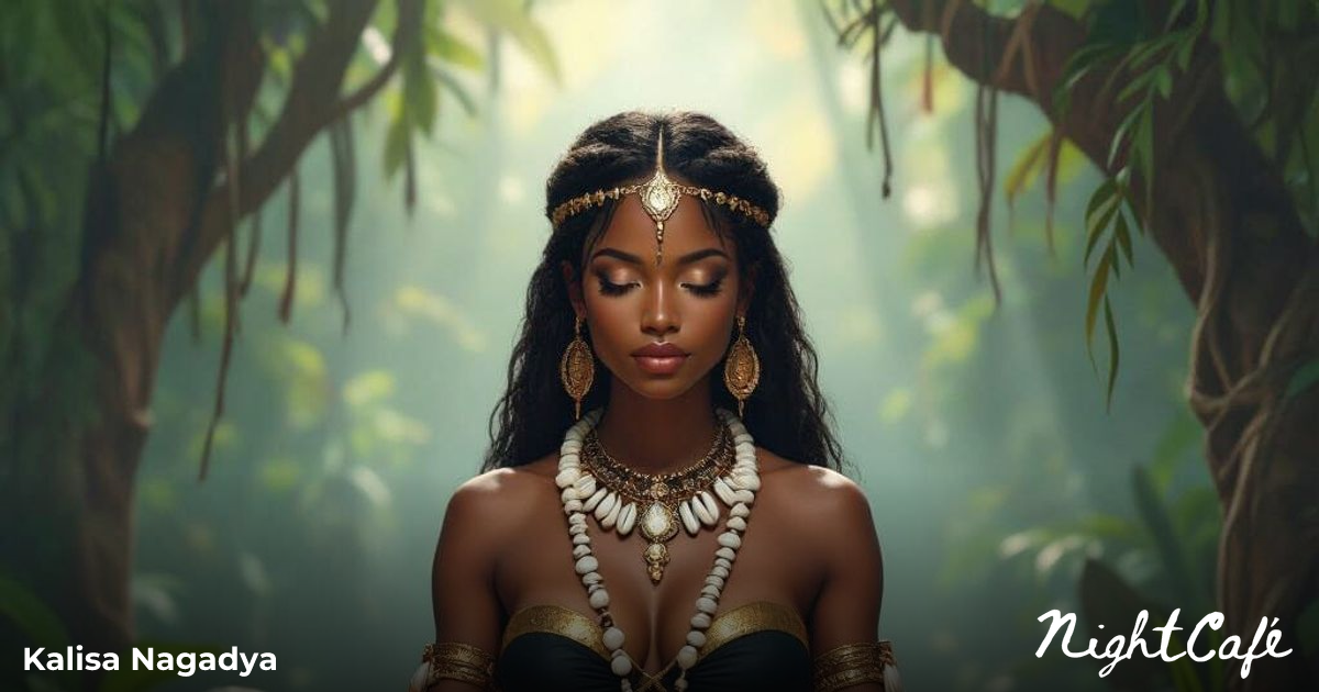 African Princess Meditating in Enchanted Jungle - AI Art