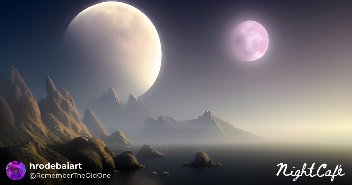 Moonscape - Unicorn Under Double Moons: Hyperrealistic Fract...