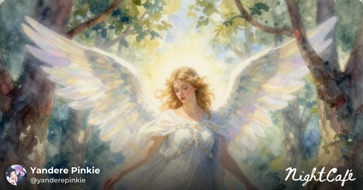 Angel Descends to Grove with Mythical Creature in ... - AI Art