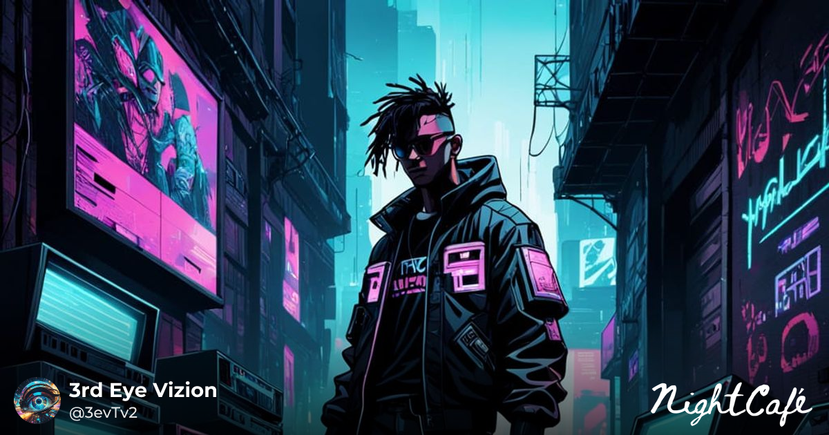 A retro CRT screen border frames the scene, displaying glitchy VHS scan ...