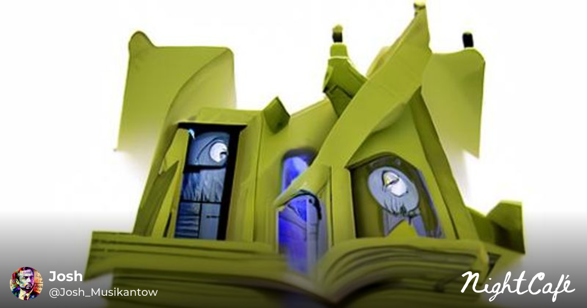 Haunted Library in Cartoon Storybook Style - AI Art