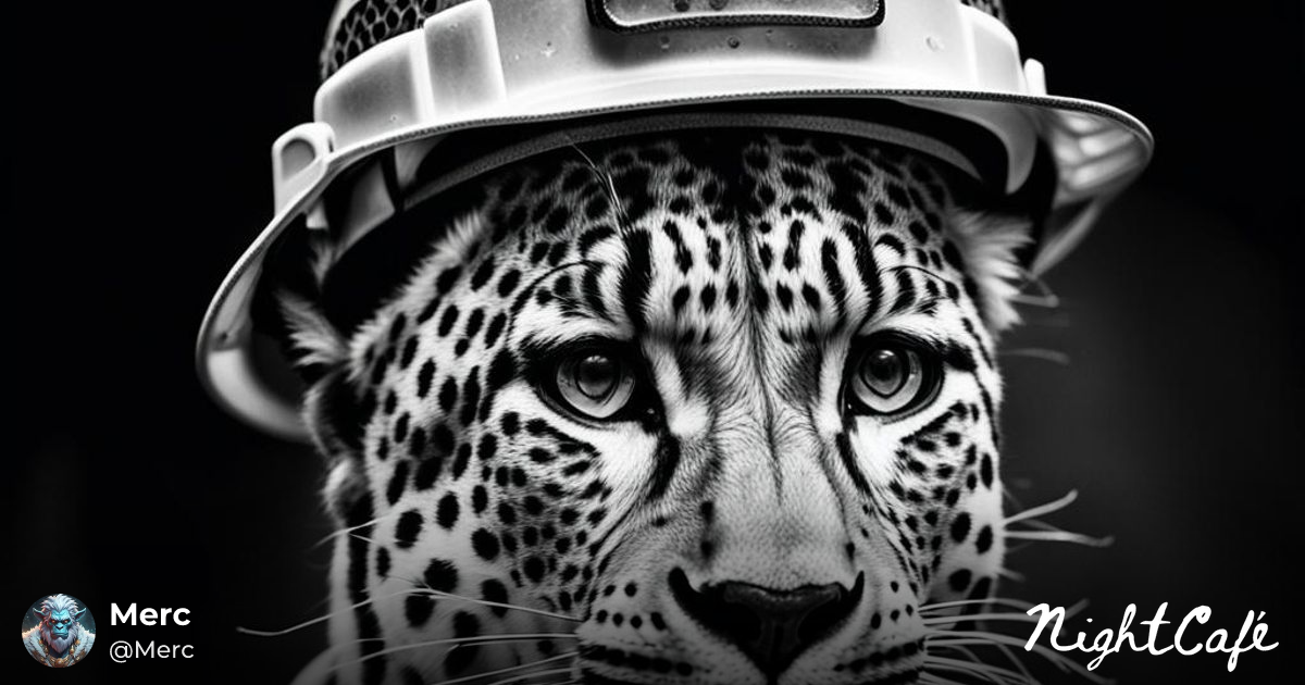 Anthropomorphic Leopard Construction Worker Portra... - AI Art