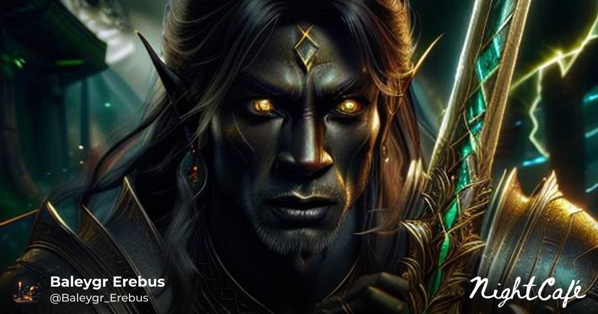 Dark Elf Warrior - Photorealistic Dark Elf Shadowman Wieldi...