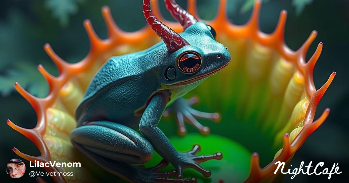 Borneo Horn Frog in pitcher plant - Borneo Horn Frog in Crim...