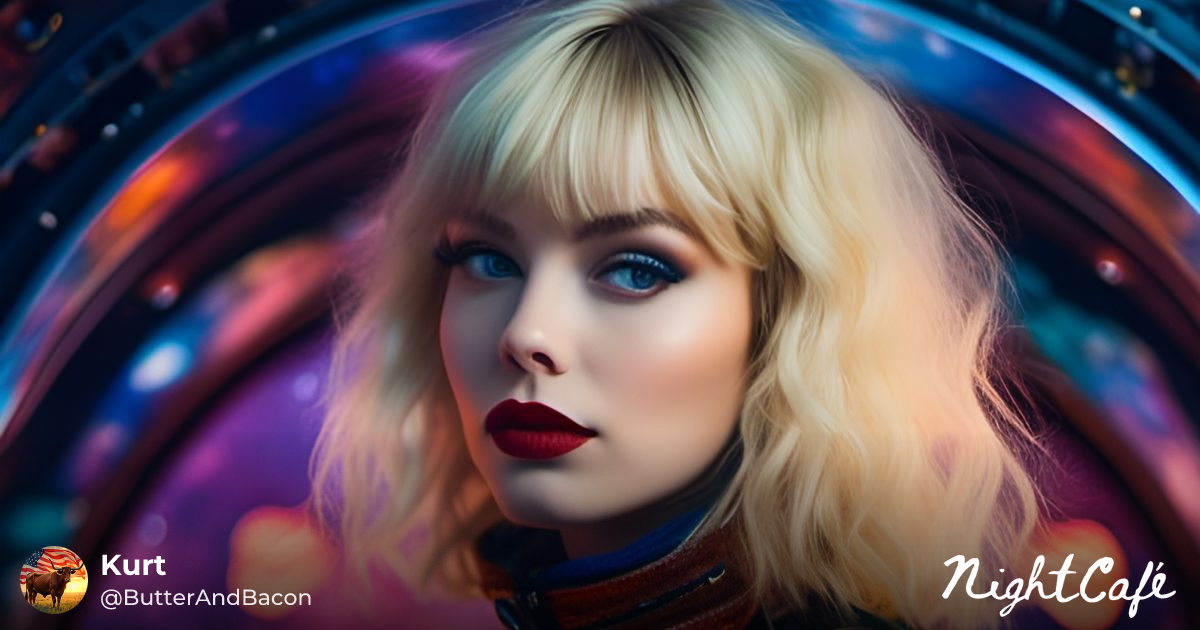 Neon Explorer - Cyberpunk Woman in Spacesuit on Dock at Nigh...