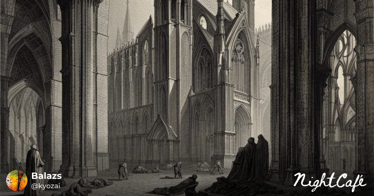 Gothic church, vertical proportions, pointed arche... - AI Art