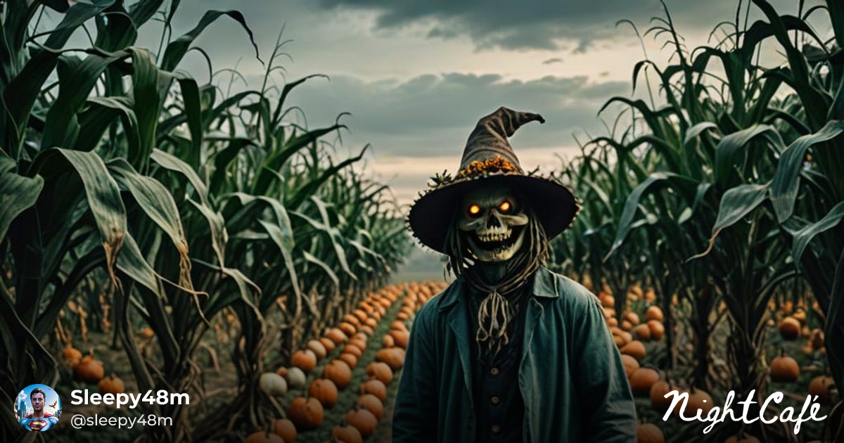 Spooky Pumpkin Patches and Ghostly Scarecrows - AI Art