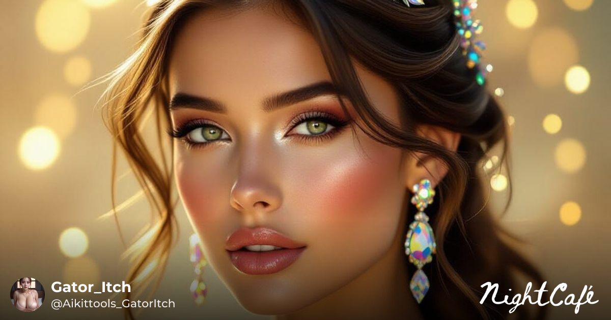 Luminous Portrait with Crystalline Jewelry in Digi... - AI Art