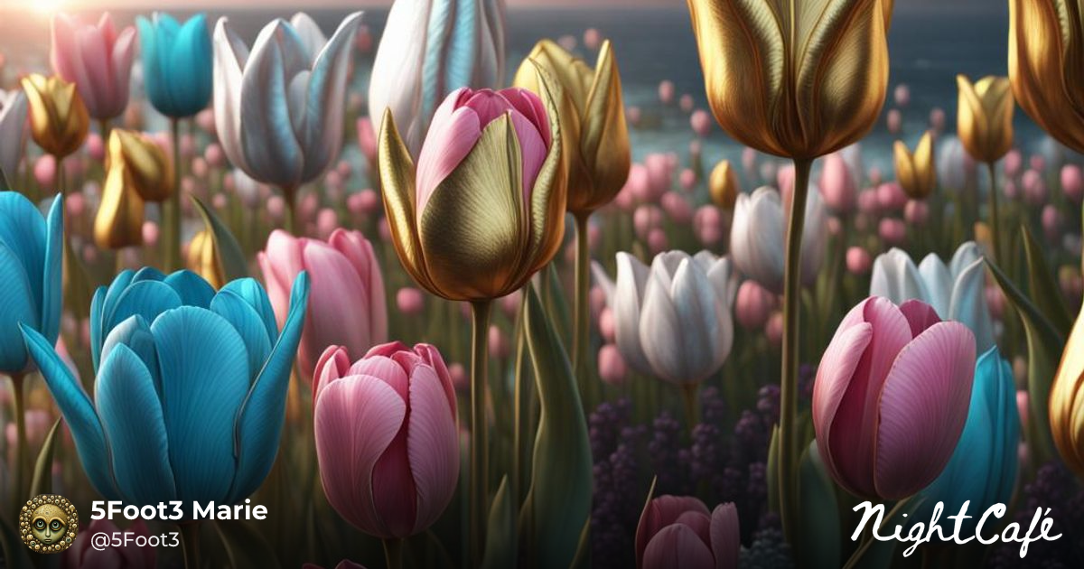 Fantastical Flora and Tulips in Detailed Matte Pai... - AI Art