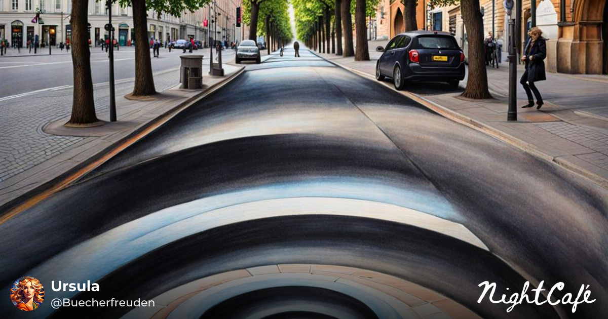 Optical illusion on the street - Sidewalk Chalk Art Creates...