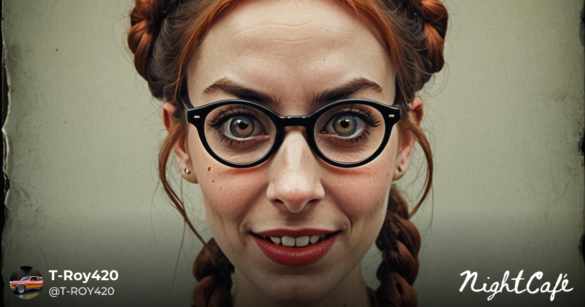 Dramatic Portrait of a Young Woman with Exaggerate... - AI Art