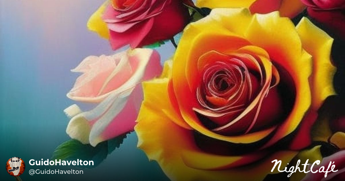 Flowers For Algernon - Infrared Roses and Skull: Oil Paintin...