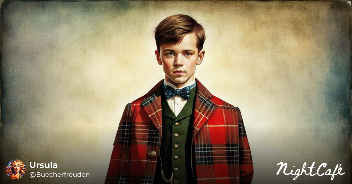 Scottish boy - Young Scotsman in Tartan Kilt, Watercolor Por...