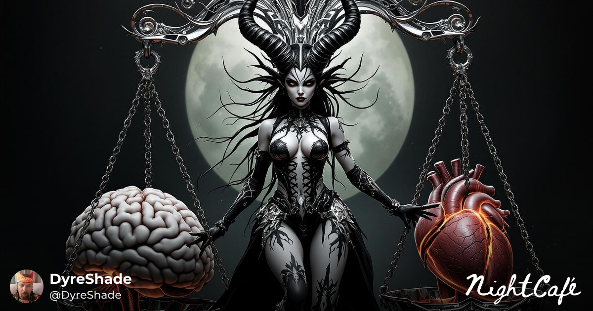 Libra Demon - Gothic Demon Rides Skateboard on Chrome Scale