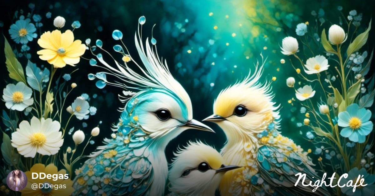 And Chick Makes Three - Mother and Baby Bird in Wildflower M...