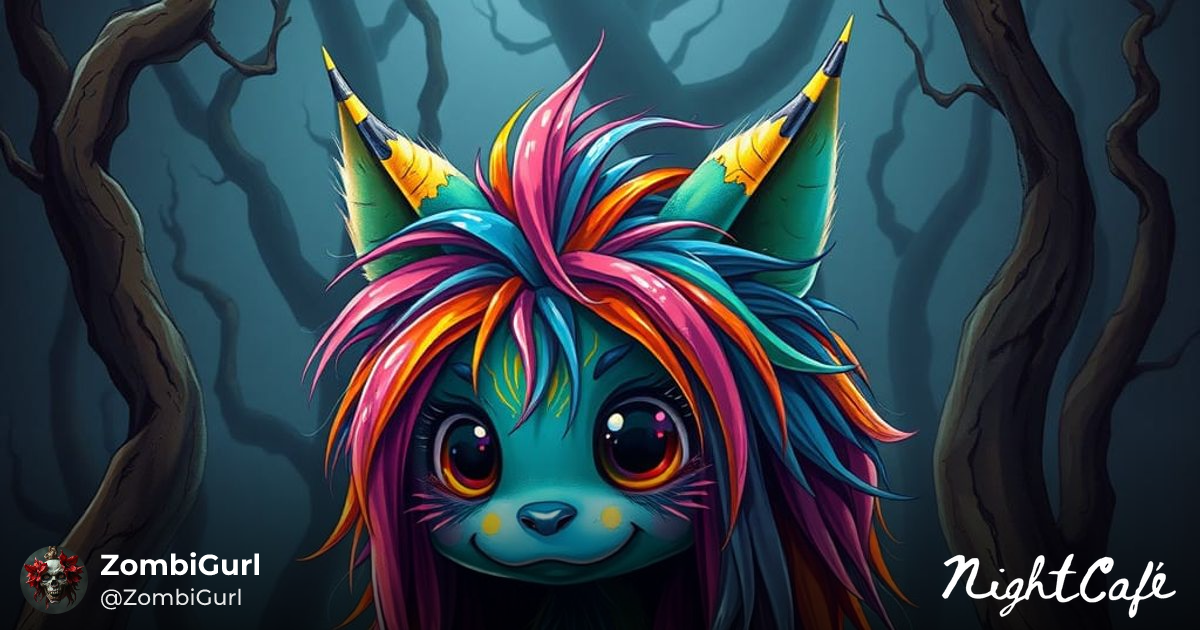 Vibrant Rainbow Sprite in Mysterious Woodland Scen... - AI Art