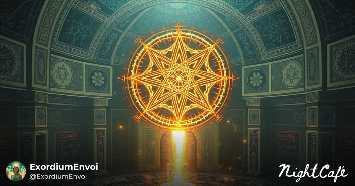 Ethereal Sigil Illuminates Starlit Chamber in a De... - AI Art