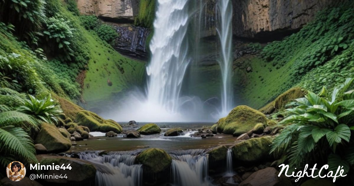 Waterfall - AI Generated Simple Waterfall Illustration