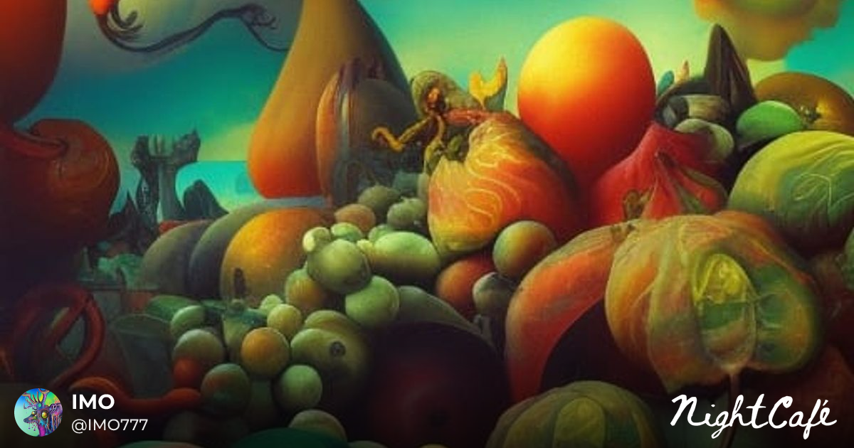 Fruits - Surreal Fruit Salad in Salvador Dali Style