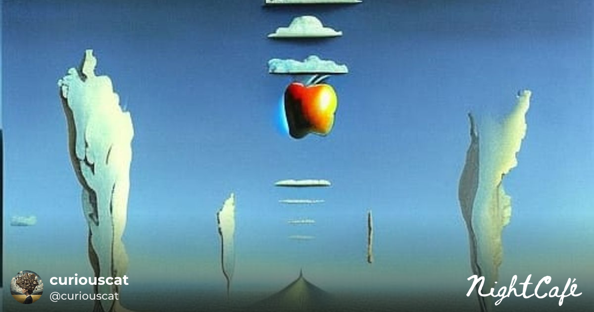 Surreal Apple Whirling in Space, Detailed Oil Pain... - AI Art