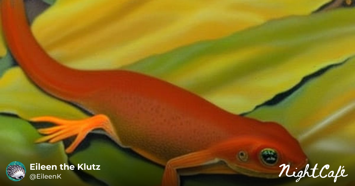Red Eft (newt) on a Yellowing Leaf - Realistic Red Eft Newt ...
