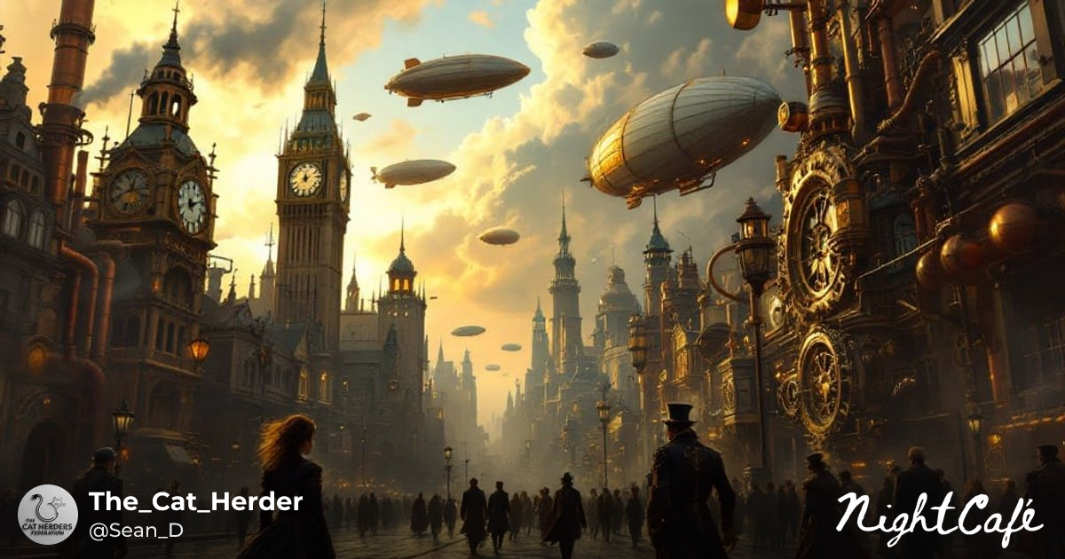 Clockwork Kingdom - Steampunk Metropolis in Warm Golden Ligh...