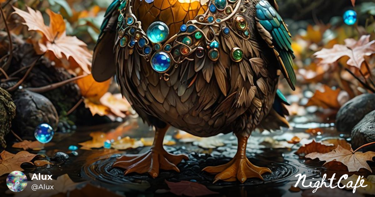Fancy as duck - Fantasy Autumn Mallard with Opal Gem