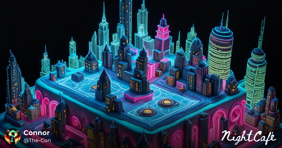Cybercake - Cyberpunk Cake Slice in Neon Cityscape
