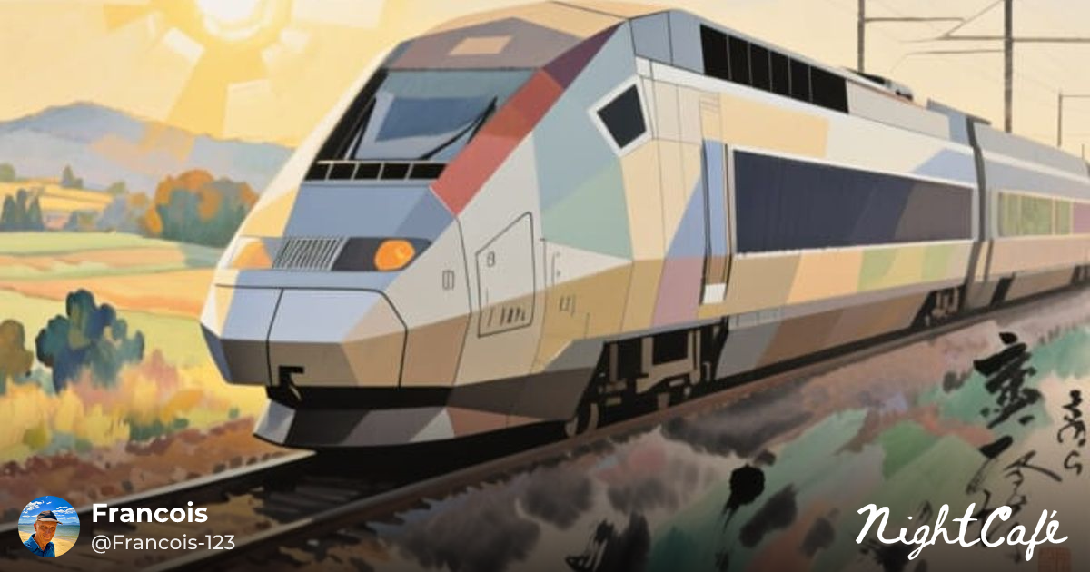 Sunlit TGV Train in Impressionist and Sumi-e Fusio... - AI Art