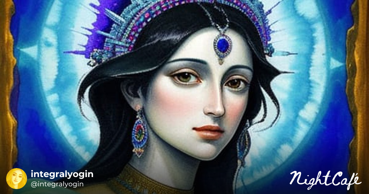 Divine Princess-Goddess in Glitch Art Tempera - AI Art