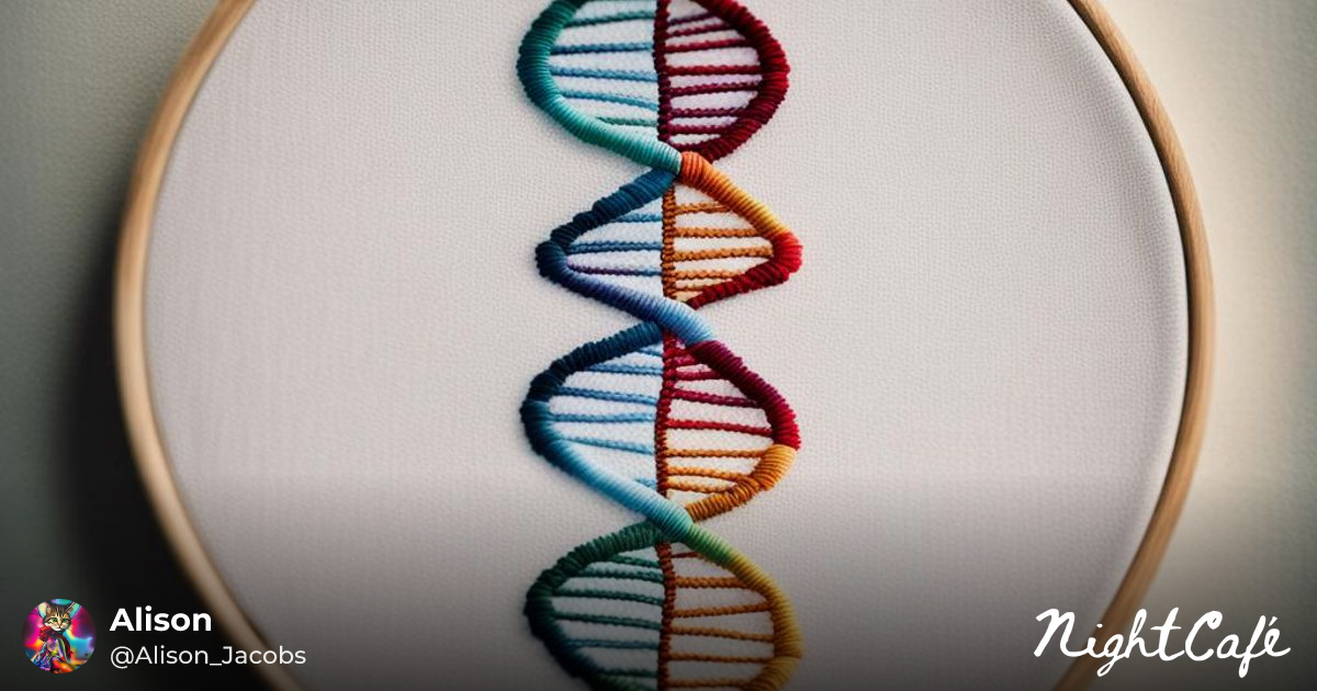 DNA Double Helix Detailed Embroidery - AI Art