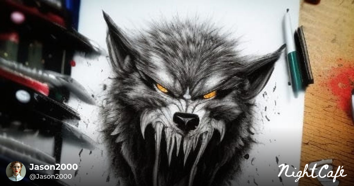 Fierce Werewolf Horror Scene in Hyperrealistic Sty... - AI Art