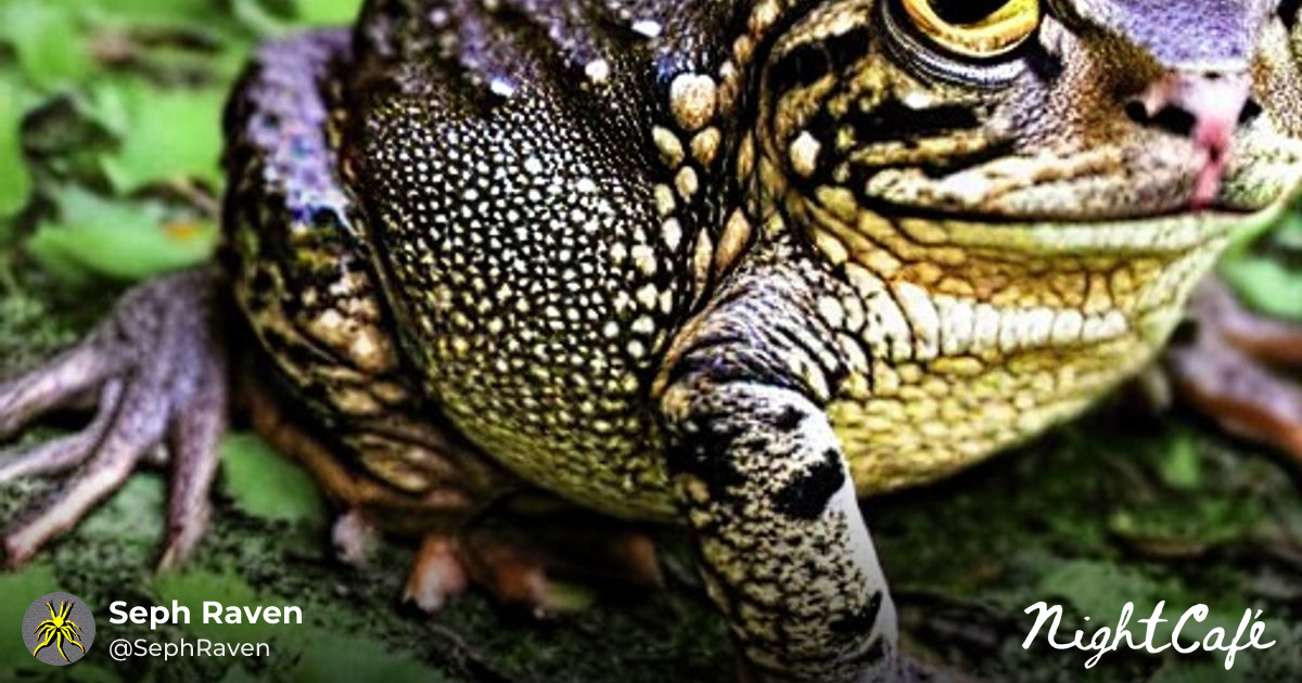 A giant toad hunts a cat - Giant Toad Hunts Cat: AI Generate...