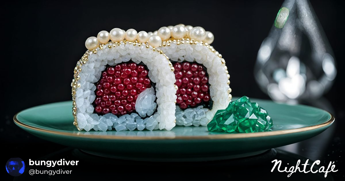 Tuna Roll Made From Moonstone And Ruby, Topped With Gold Dust And ...