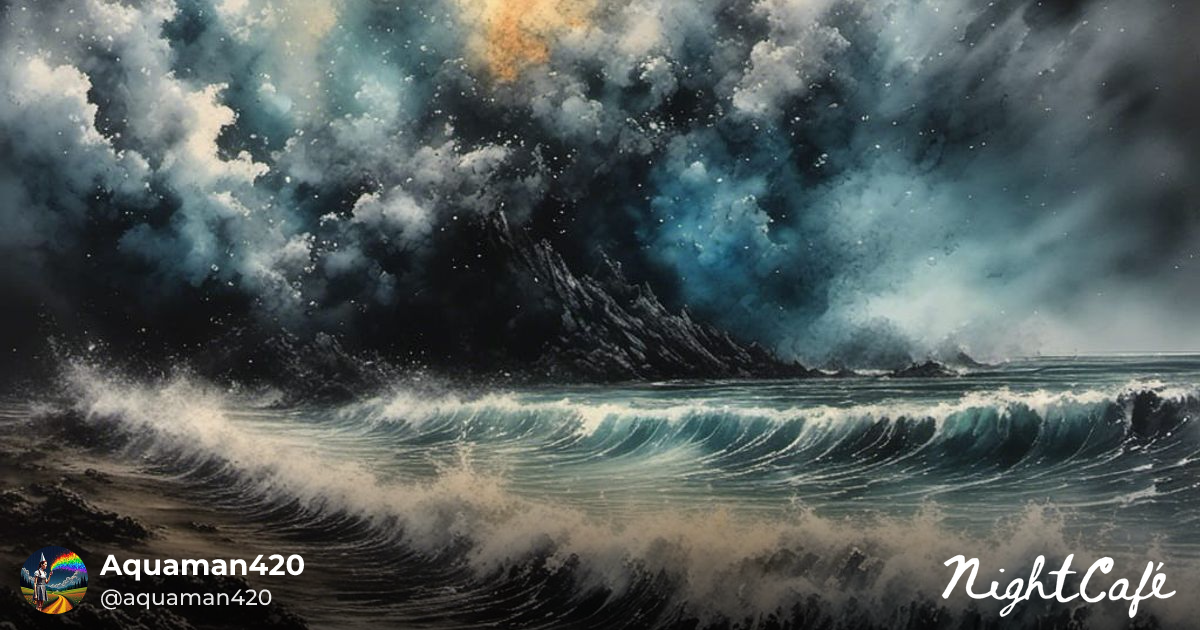 Apocalyptic Beach Sunset in Digital Art Style - AI Art