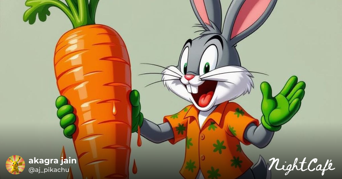 Bugs Bunny Shocked by Melting Carrot, Humorous Car... - AI Art